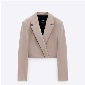 Zara | Jackets & Coats | Zara Crop Blazer Sand Color | Poshmark